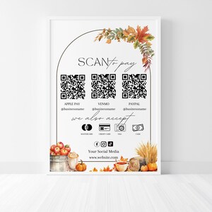 Autumn Price List and Scan to Pay Template, Fall Templates, EDITABLE ...