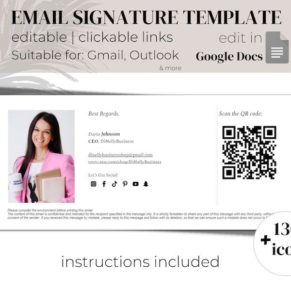 Qr Code Email Signature Template - Etsy