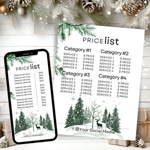 Rustic Boho Christmas Price List, Editable Retro Price List Template ...