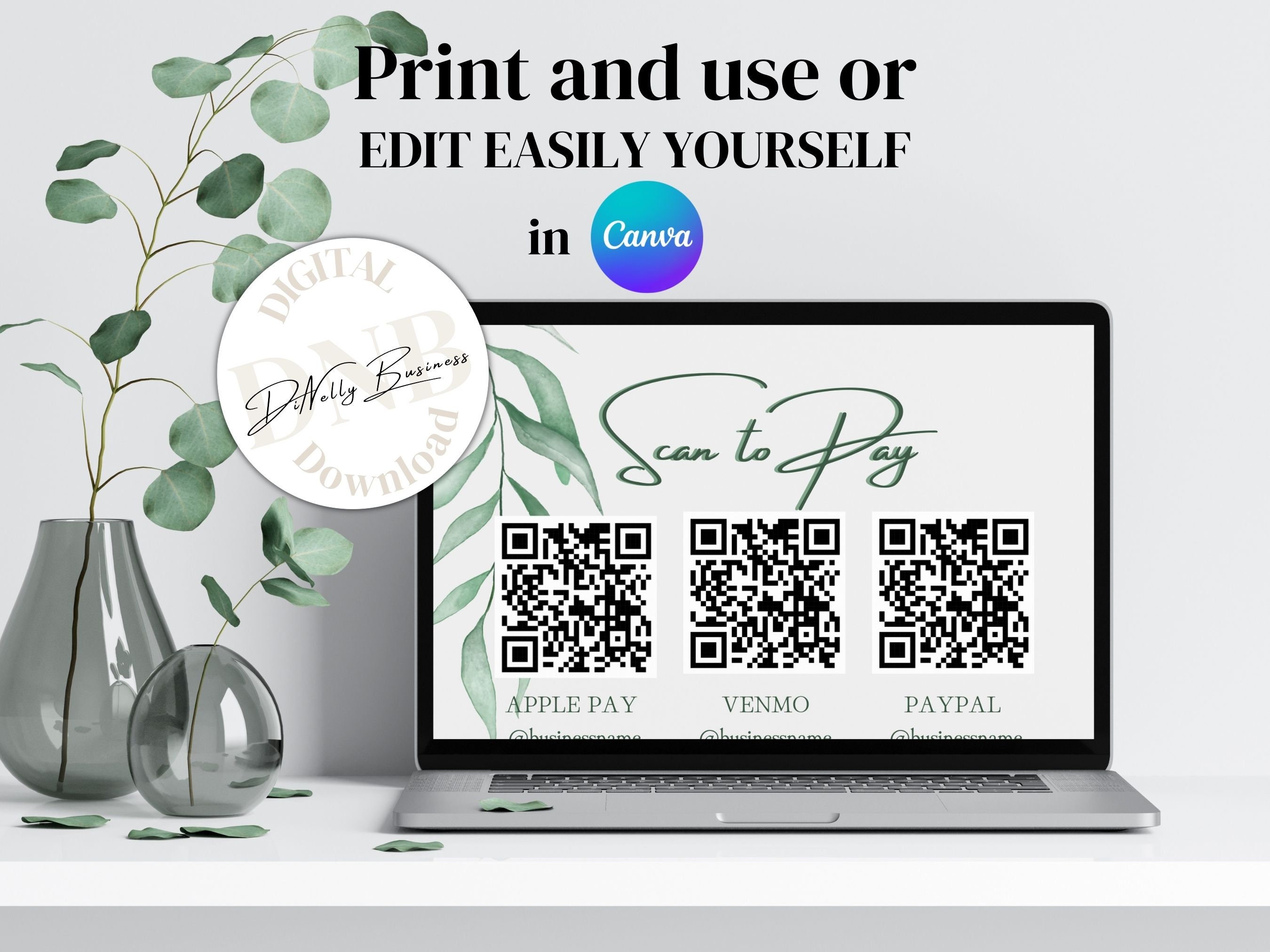 Editable QR Scan to Pay Canva Template, QR Code Sign, Printable Payment ...