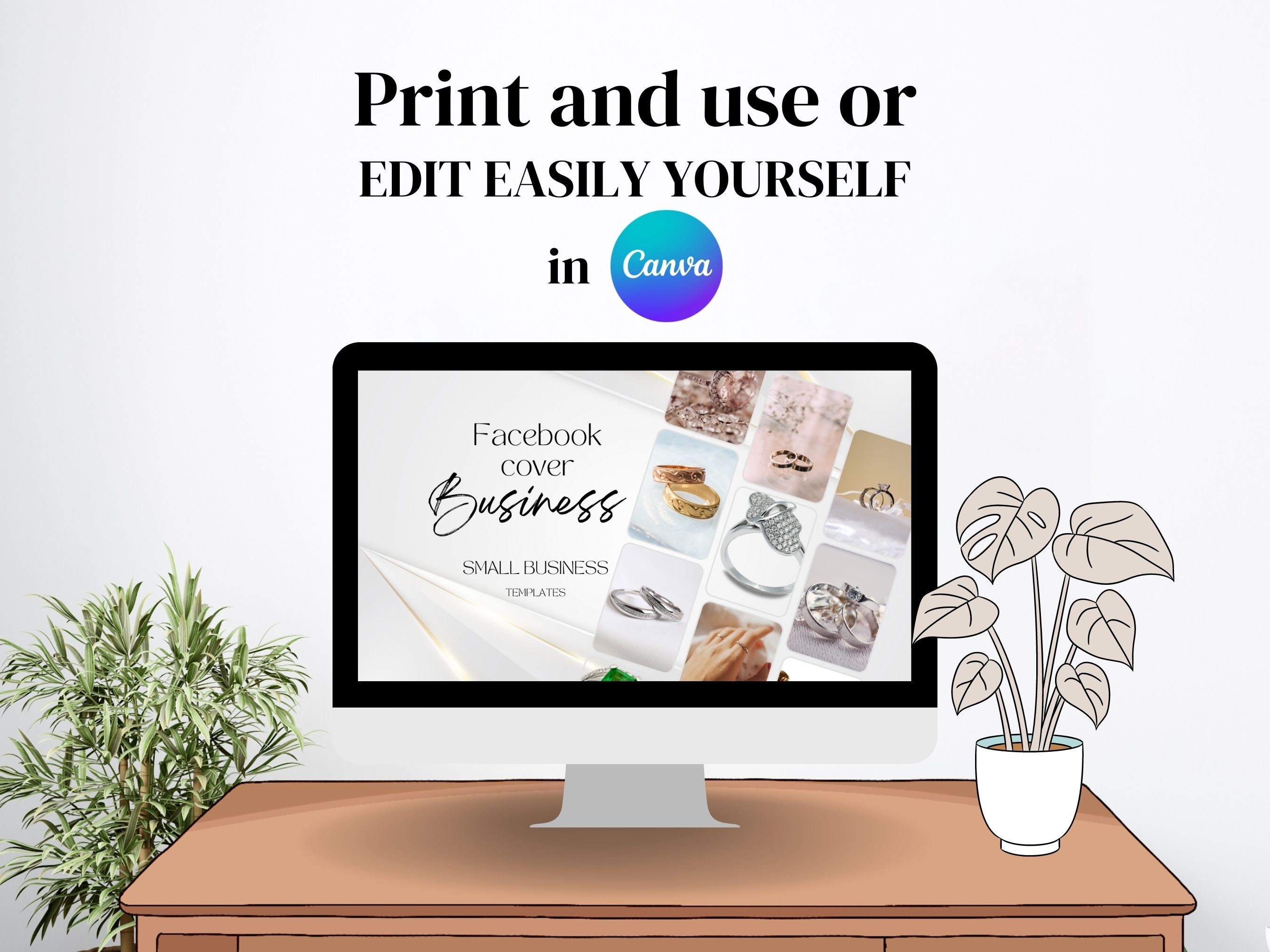 Gold Theme Facebook Page Cover Template, Canva Template, Small Business ...