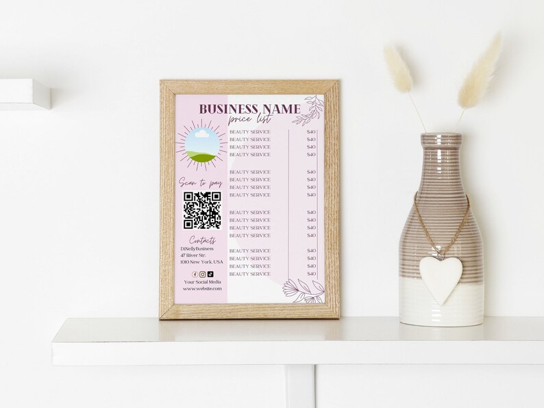 Editable Pink Price List Template for Small Business, Pricing Sheet ...