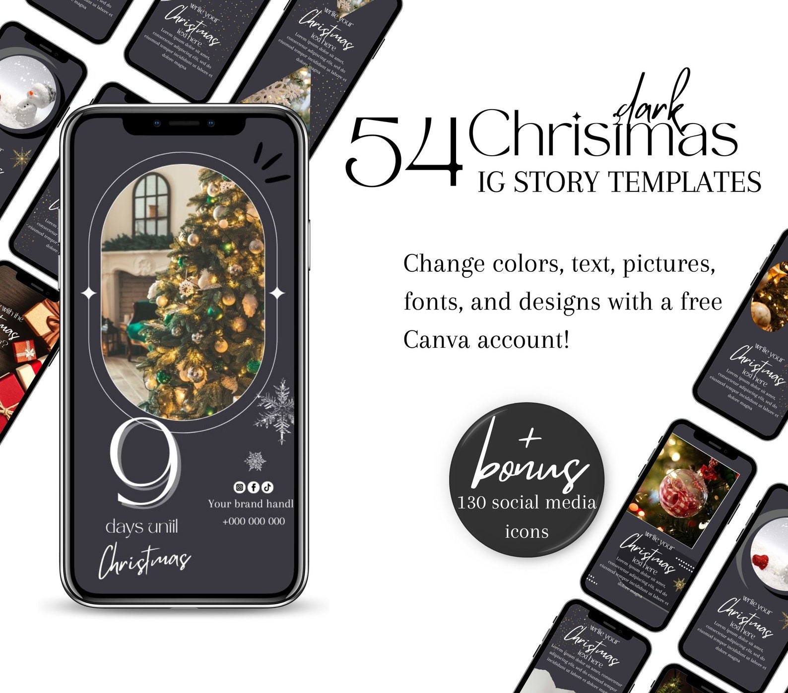 Black Christmas Instagram Story Templates, 54 Salon IG Story Templates ...