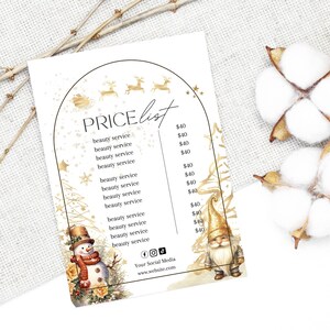 Christmas Price List Template Editable, Spa and Salon Price List ...