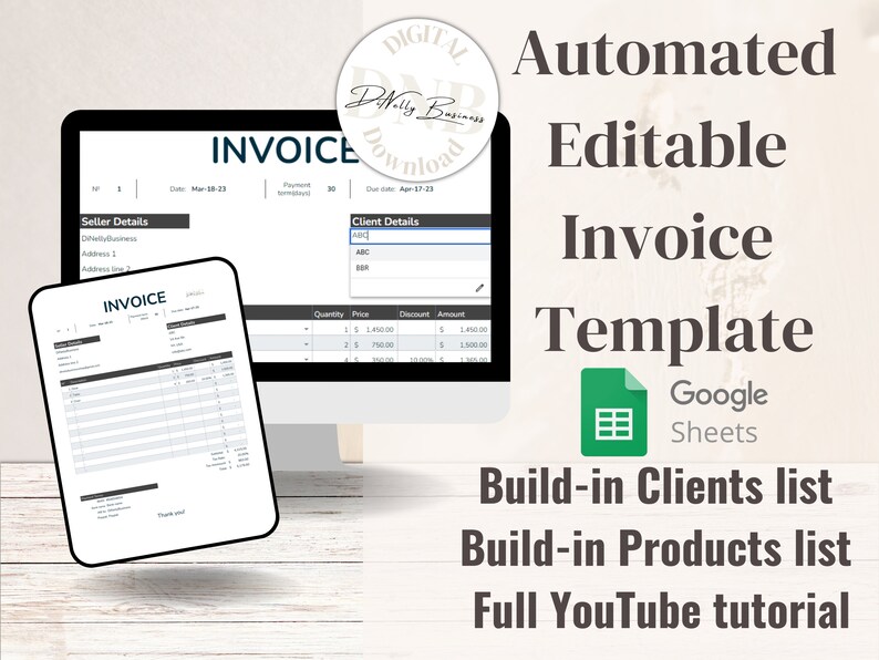 Automated Invoice Template Google Sheets Small Business Template ...