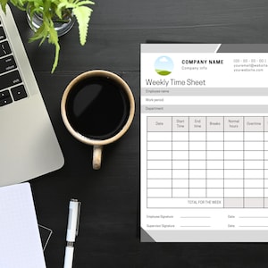 Printable Employee Time Sheet, Weekly Time Tracker, Working Hours ...