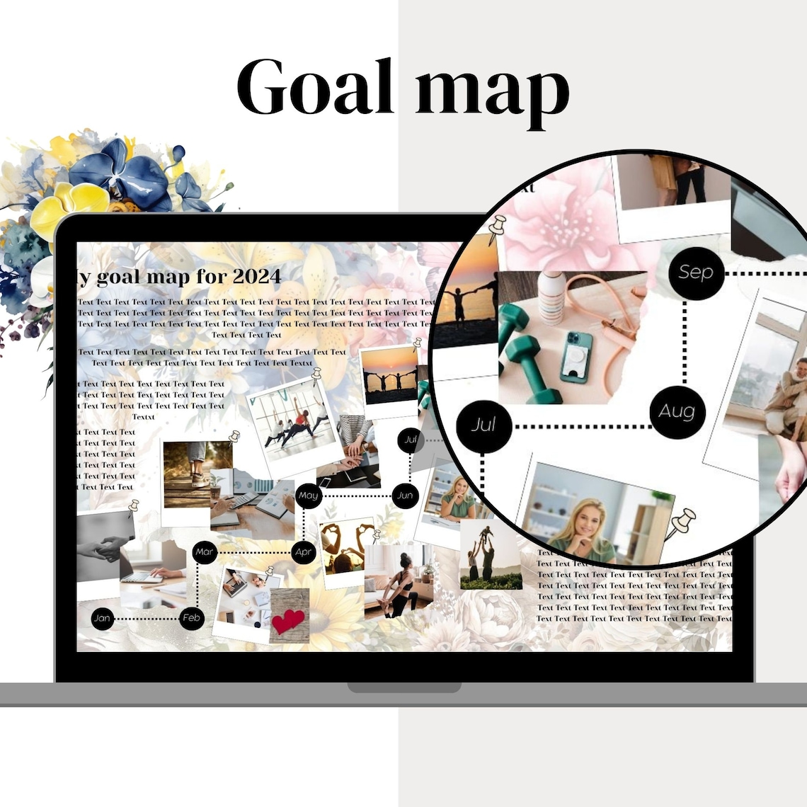2025 Editable Vision Board Template, Floral Digital Vision Board , 2025 ...