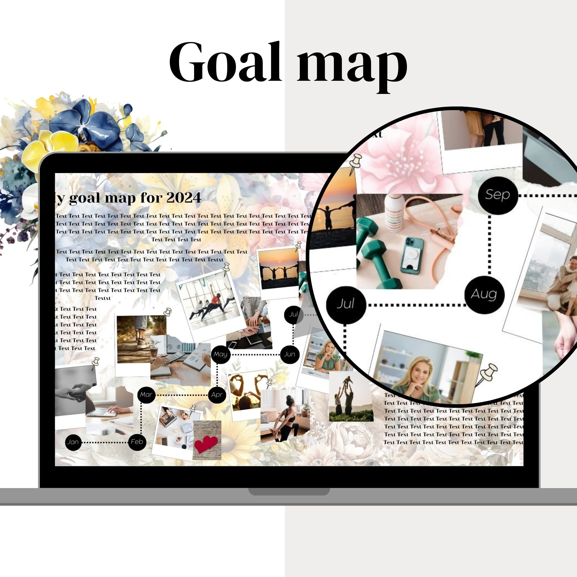 2025 Editable Vision Board Template, Floral Digital Vision Board , 2025 ...