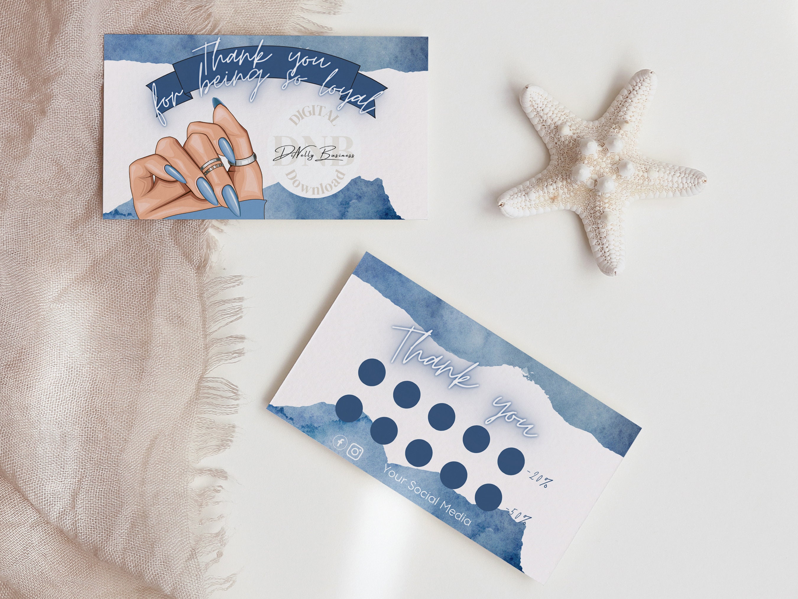 Nail Salon Thank You Card and Loyalty Card, Editable Aftercare Card ...