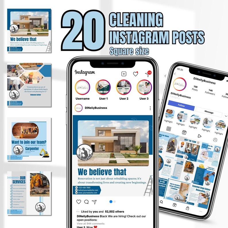 Construction Instagram Post Templates | Construction Social Media Post ...
