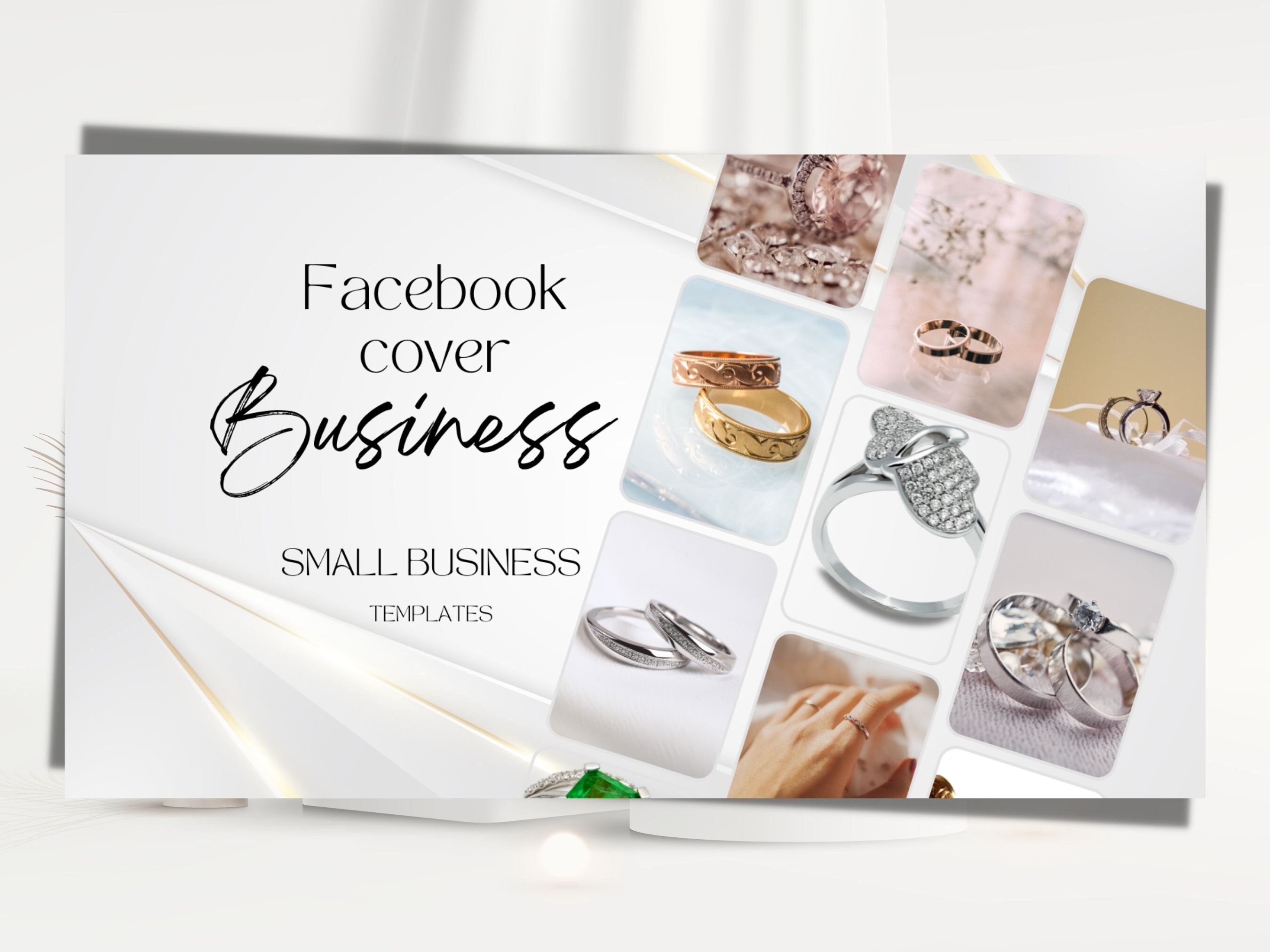 Gold Theme Facebook Page Cover Template, Canva Template, Small Business ...