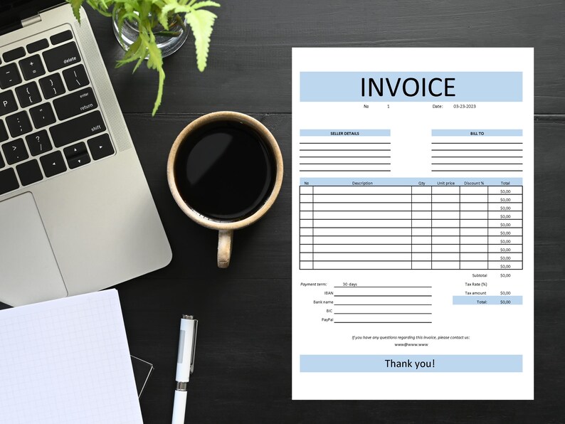 Invoice Template Excel, Excel Invoice Template Spreadsheet, Invoice ...