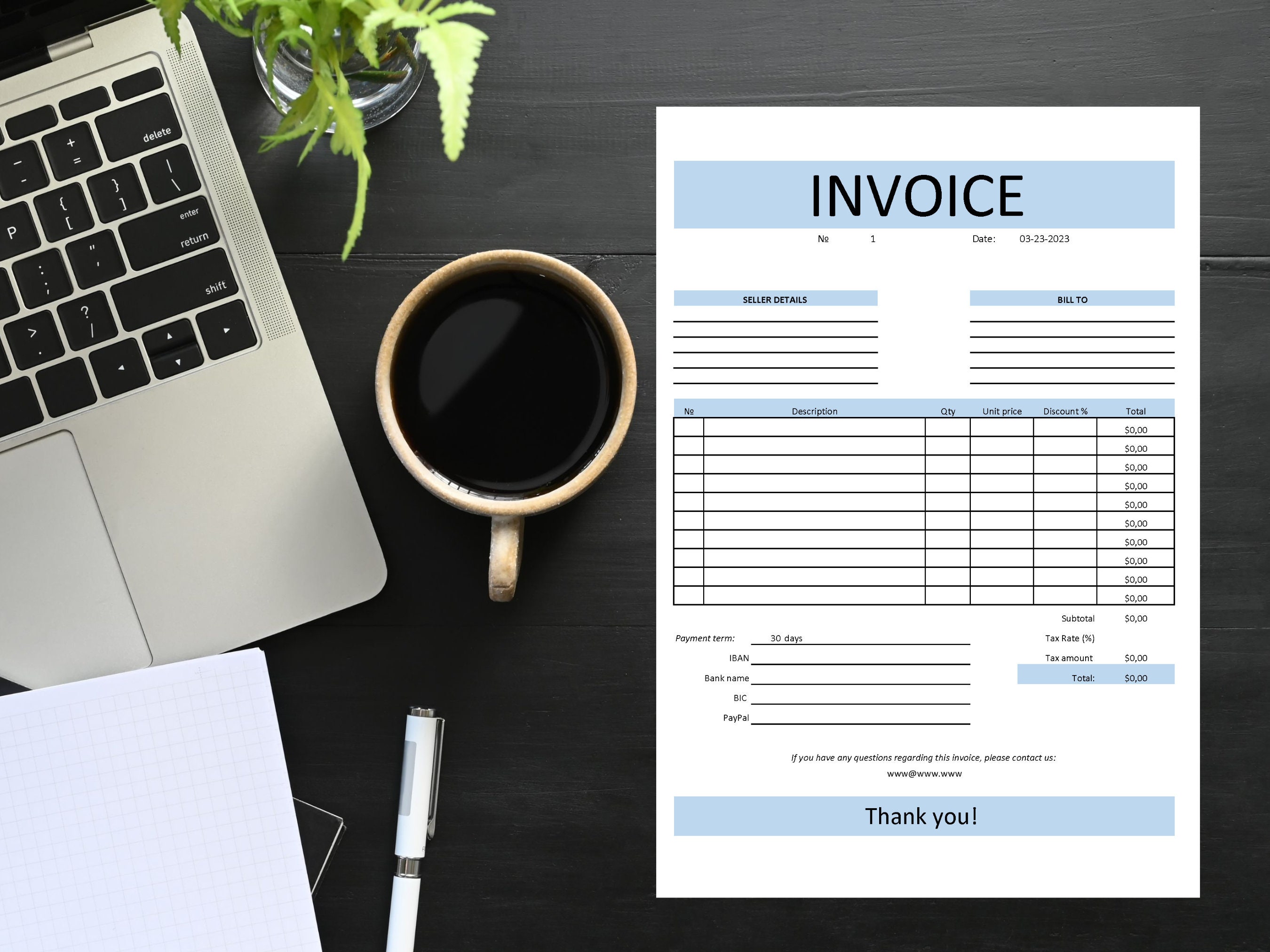 Invoice Template Excel, Excel Invoice Template Spreadsheet, Invoice ...