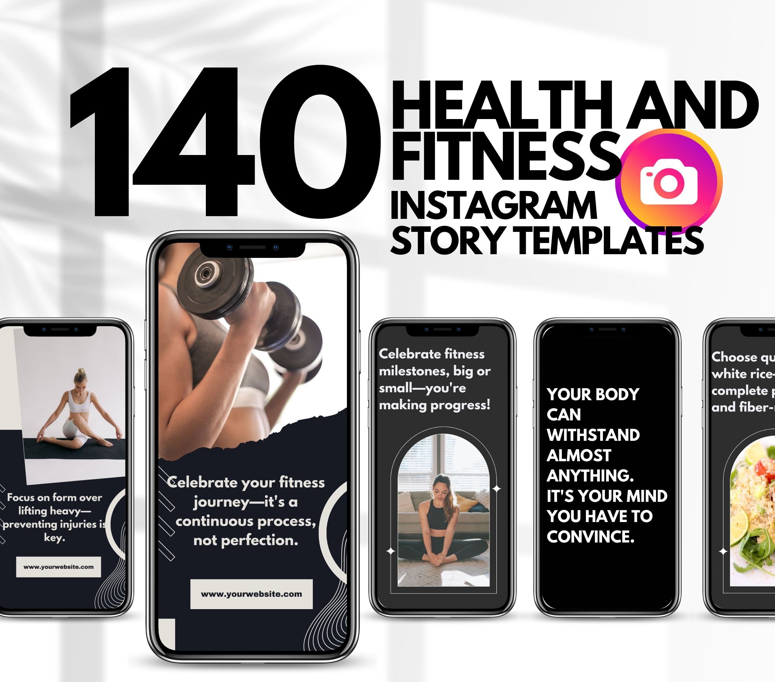 140 Black Fitness Instagram Story Templates, Black Health and Fitness ...