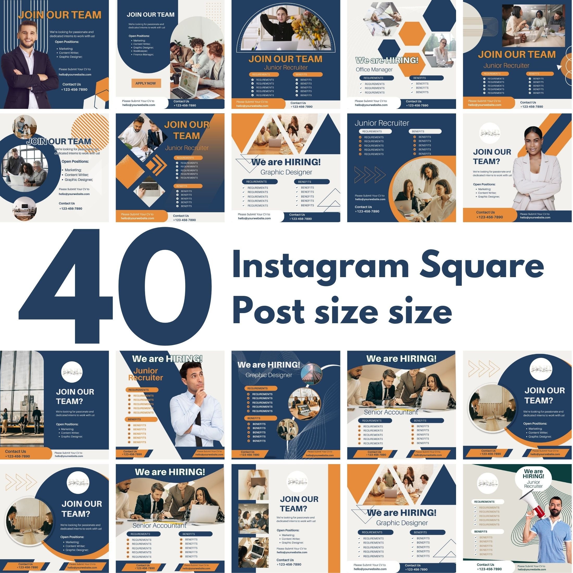 Recruitment Instagram Post Templates | Job Offers Instagram Posts ...