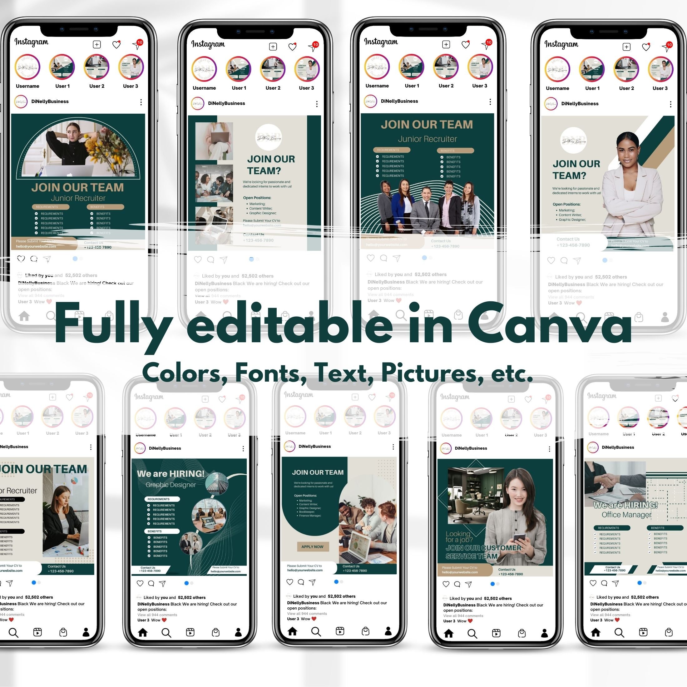 Recruitment Instagram Post Templates | Job Offers Instagram Posts ...