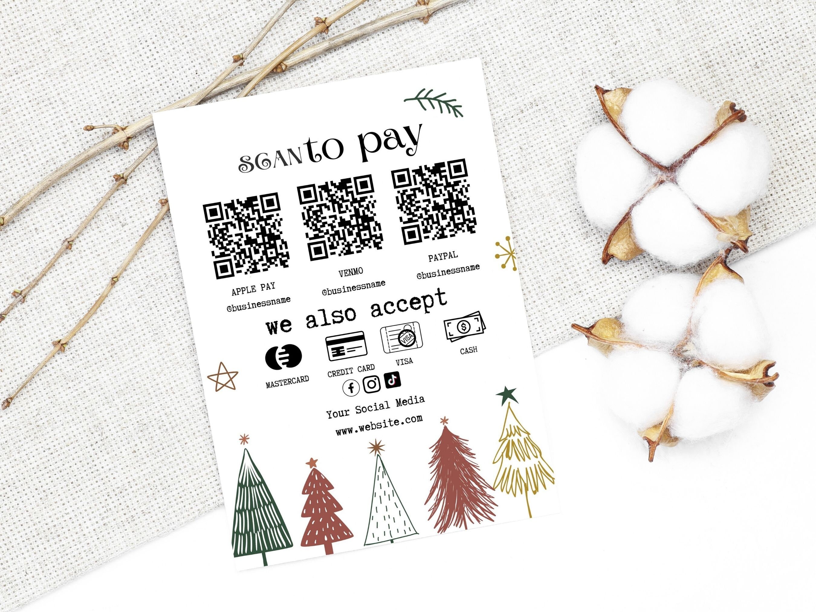 Christmas Scan to Pay Canva Template, Editable QR Scan to Pay Canva ...