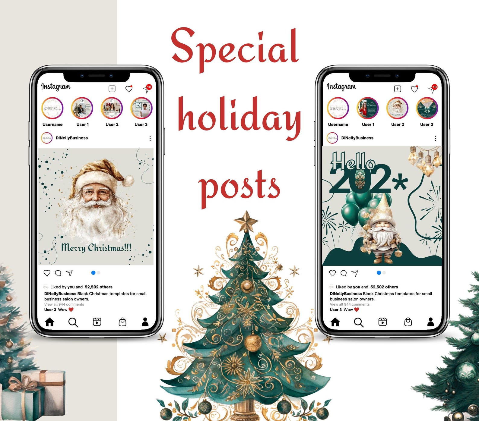 Recruitment Christmas Instagram Post Templates, Recruitment Holiday ...