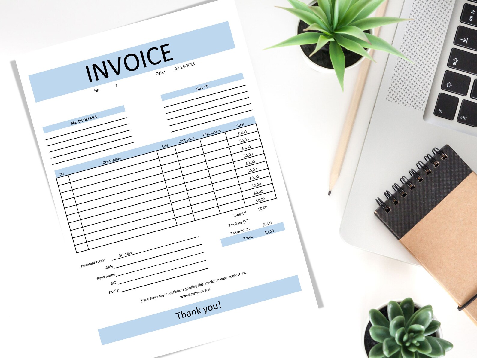 Invoice Template Excel, Excel Invoice Template Spreadsheet, Invoice ...