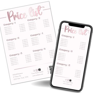 Rose Gold Price List Template, Editable Price List Template Canva ...