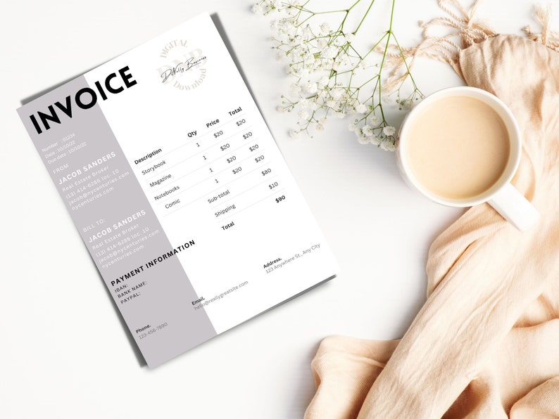 CANVA Invoice Template, Simple Invoice Template, Invoice, Invoice ...