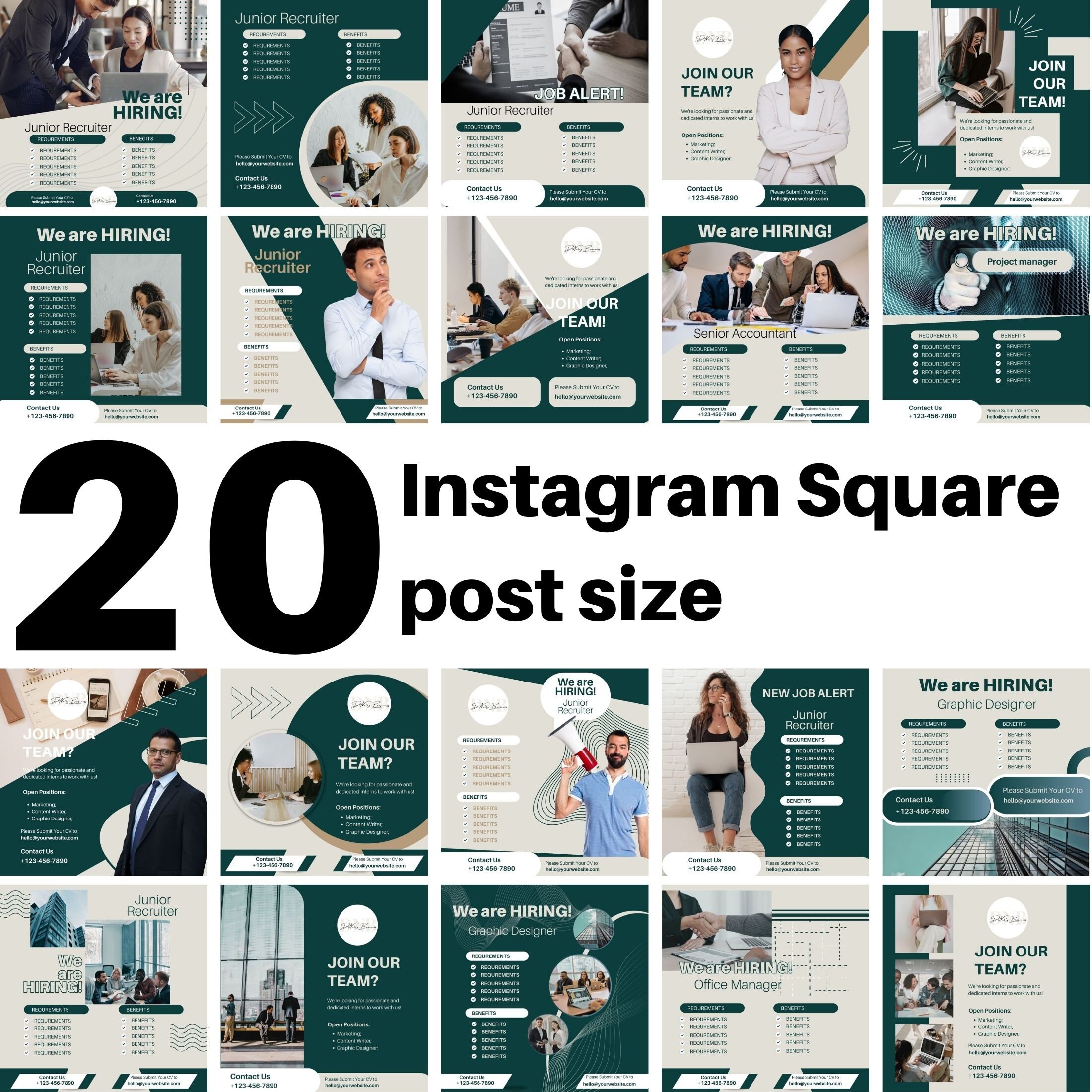 Human Resources Instagram Post Templates We Are Hiring Instagram Posts ...