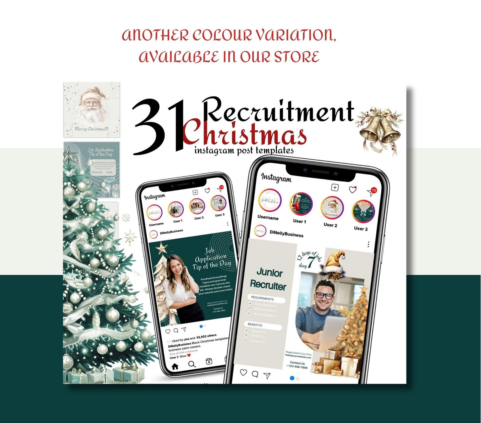 Recruitment Christmas Instagram Post Templates, Recruitment Holiday ...