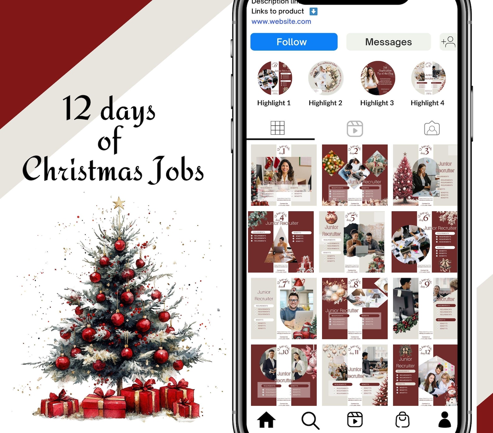 Recruitment Christmas Instagram Post Templates, Recruitment Holiday ...