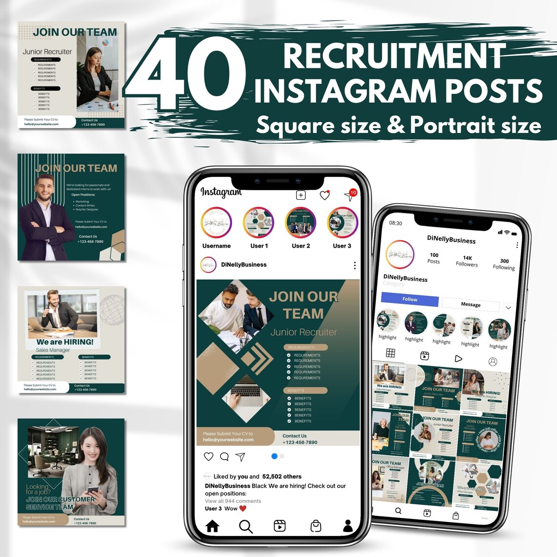 40 Recruitment Instagram Post Templates | Job Offers Instagram Posts ...