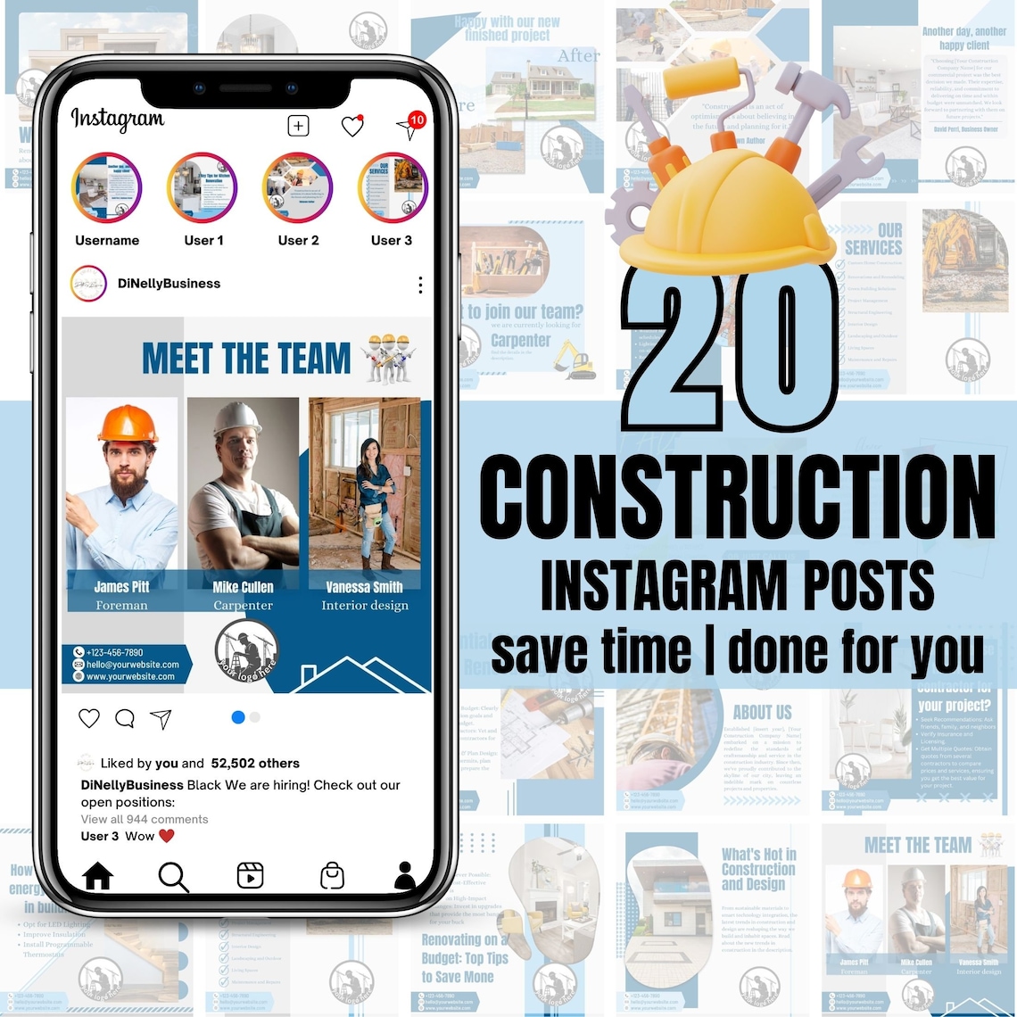 Construction Instagram Post Templates | Construction Social Media Post ...