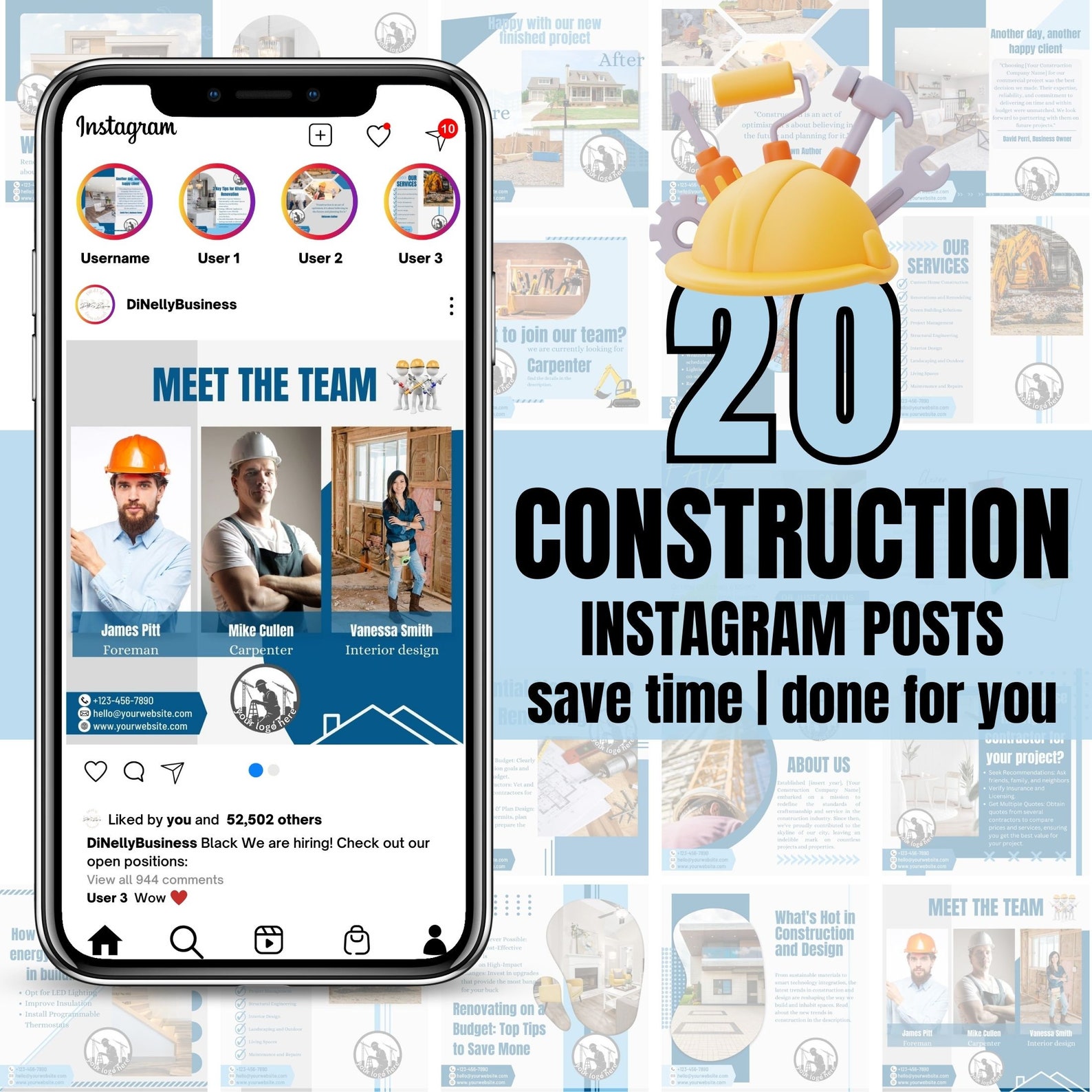 Construction Instagram Post Templates | Construction Social Media Post ...