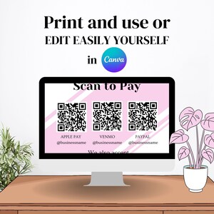 Pink QR Code Scan-to-pay Canva Template, Editable QR Scan to Pay Canva ...