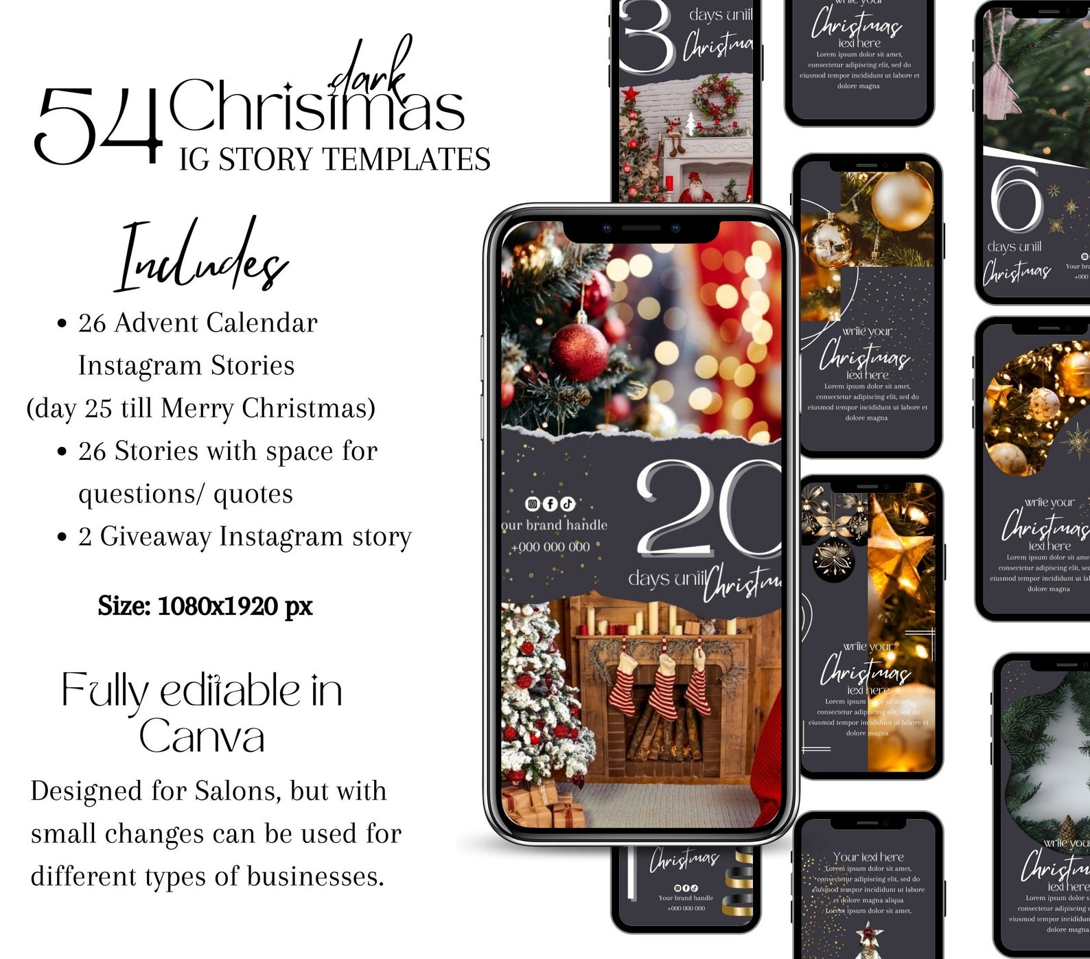 Black Christmas Instagram Story Templates, 54 Salon IG Story Templates ...