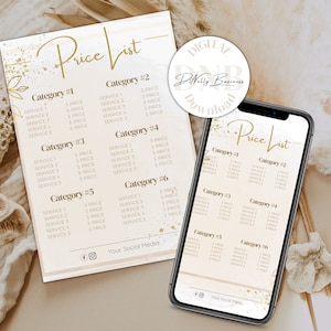Editable Price List Template for Small Business Editable Pricing Sheet Edit in Canva Template ...