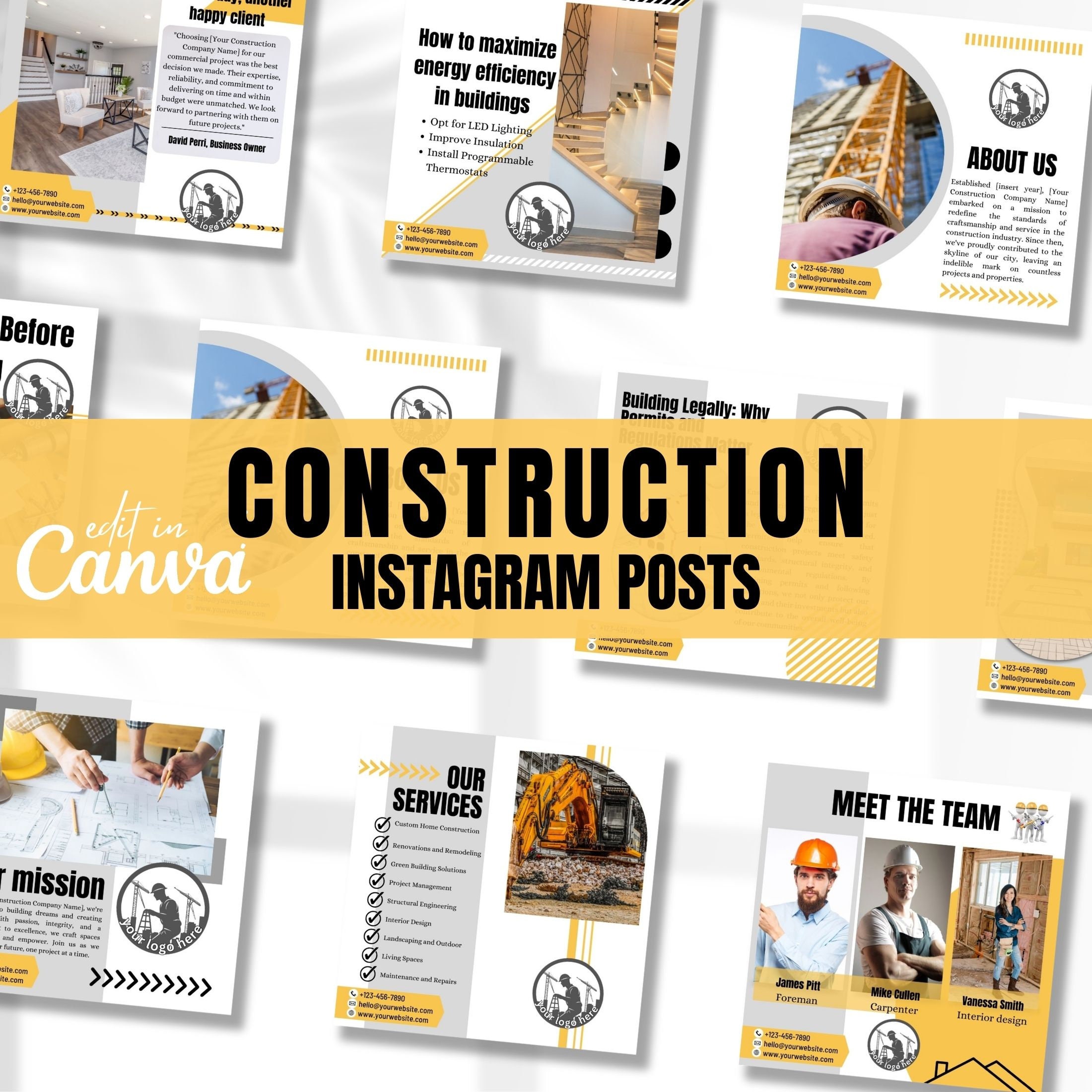Construction Instagram Post Templates | Construction Social Media Post ...