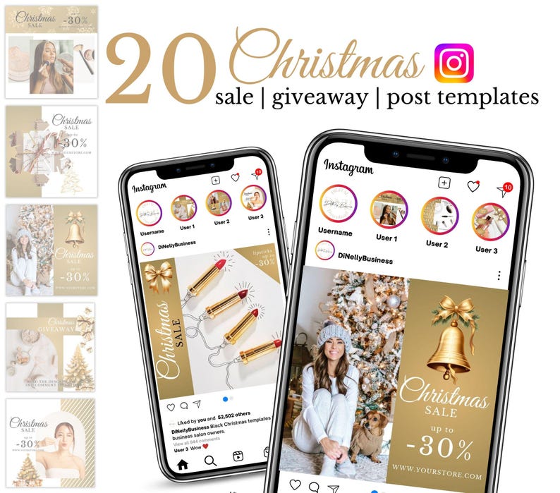 20 Christmas-themed Sales & Giveaway Instagram Post Templates | DIY ...