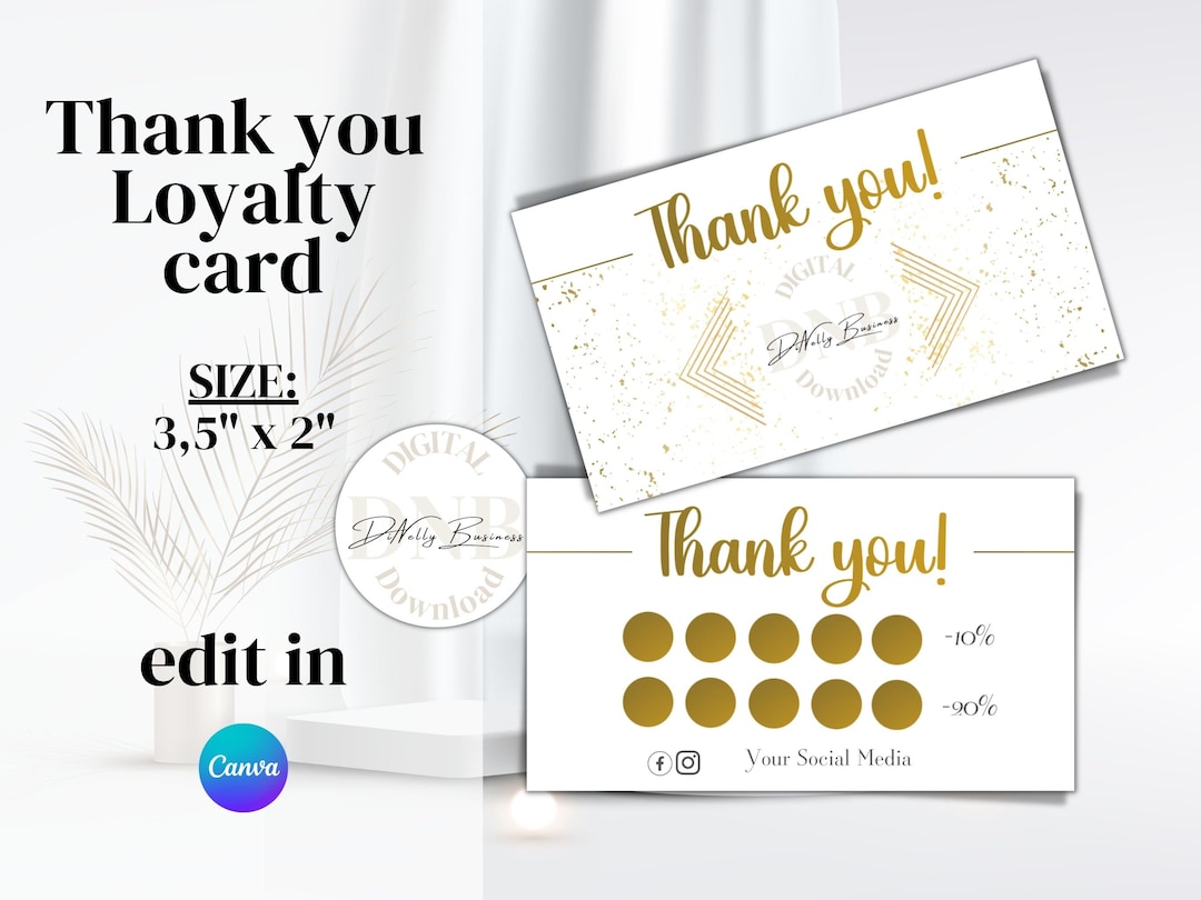 Thank You Cards Small Business Template, Loyalty Card Template, Small ...
