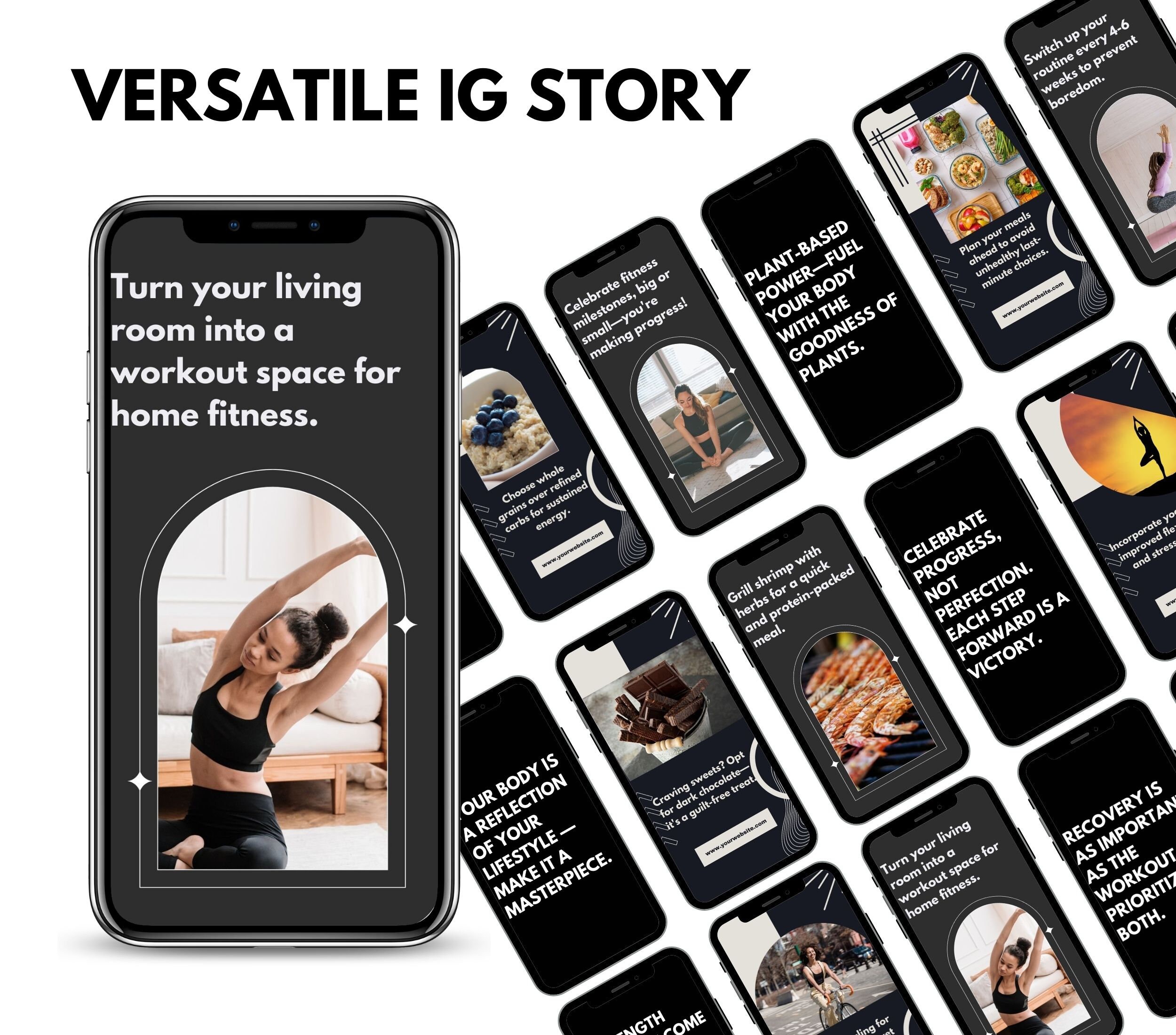 140 Black Fitness Instagram Story Templates, Black Health and Fitness ...