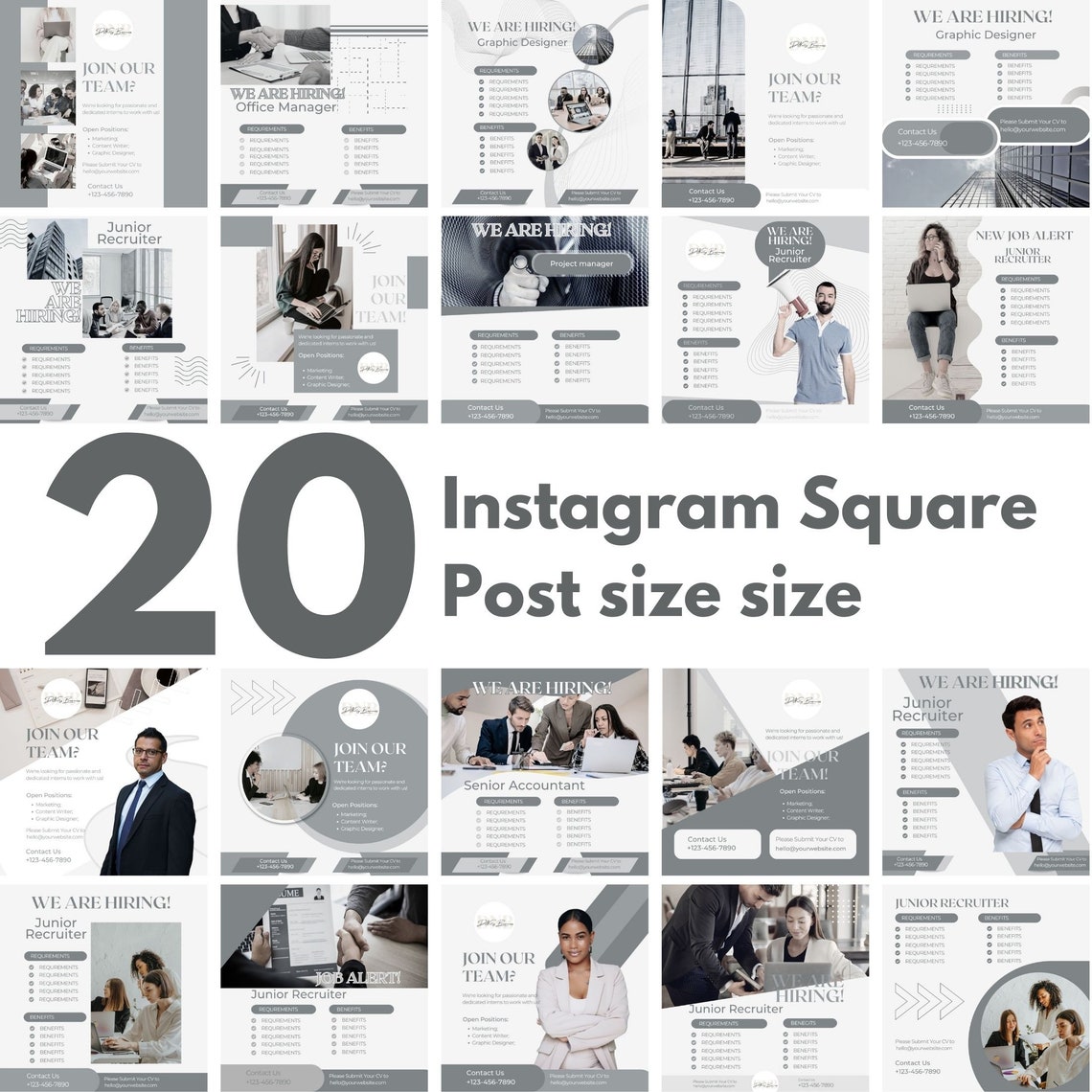 20 Recruitment Instagram Post Templates | We Are Hiring Instagram Posts ...