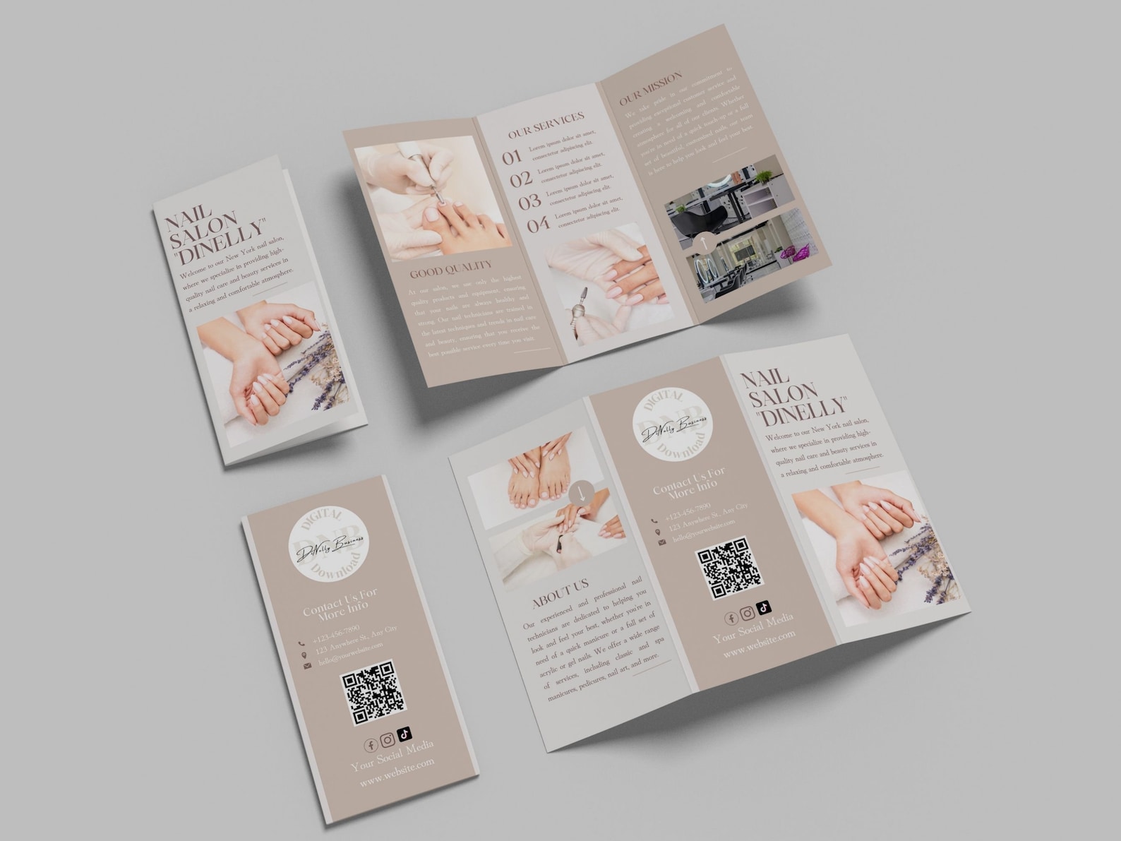 Trifold Nail Salon Brochure Template, Flyer Template Editable in Canva ...