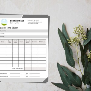 Printable Employee Time Sheet, Weekly Time Tracker, Working Hours ...