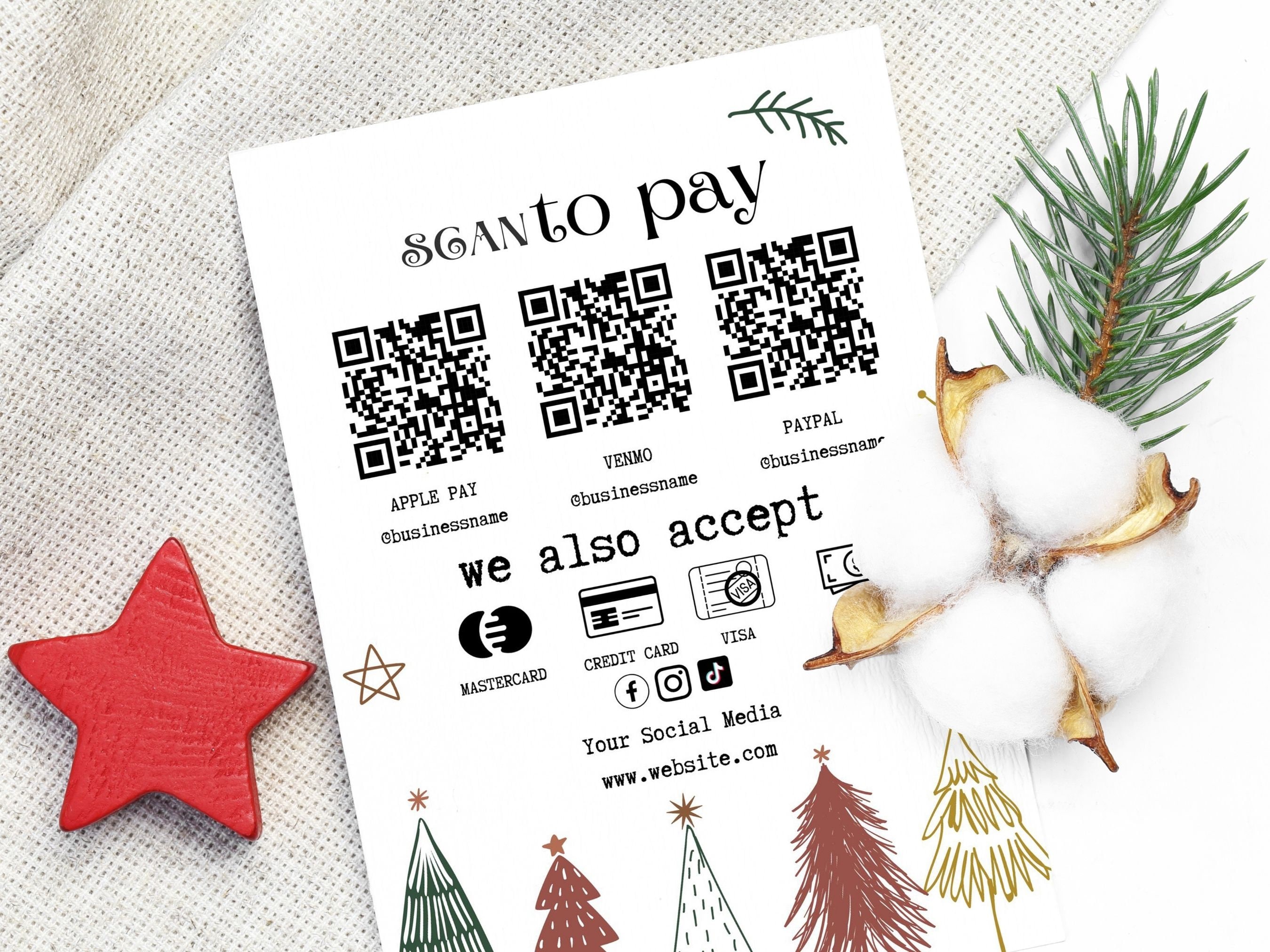 Christmas Scan to Pay Canva Template, Editable QR Scan to Pay Canva ...