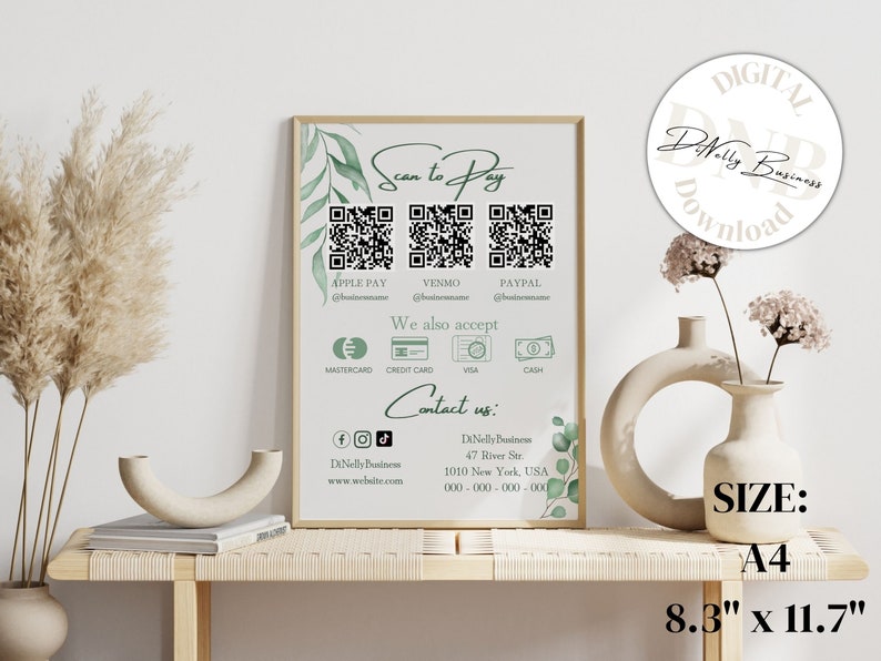 Editable QR Scan to Pay Canva Template QR Code Sign - Etsy