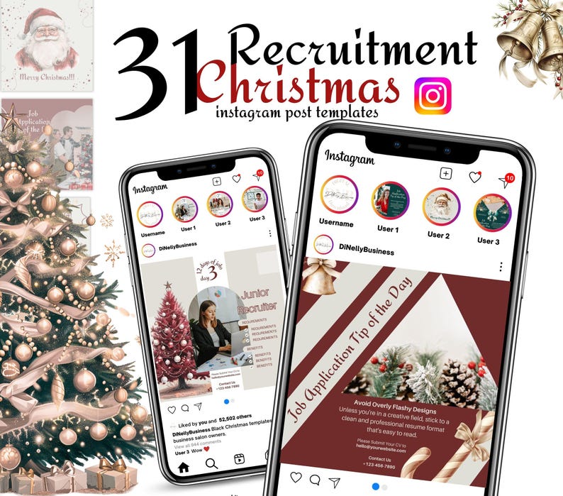 Recruitment Christmas Instagram Post Templates, Recruitment Holiday ...