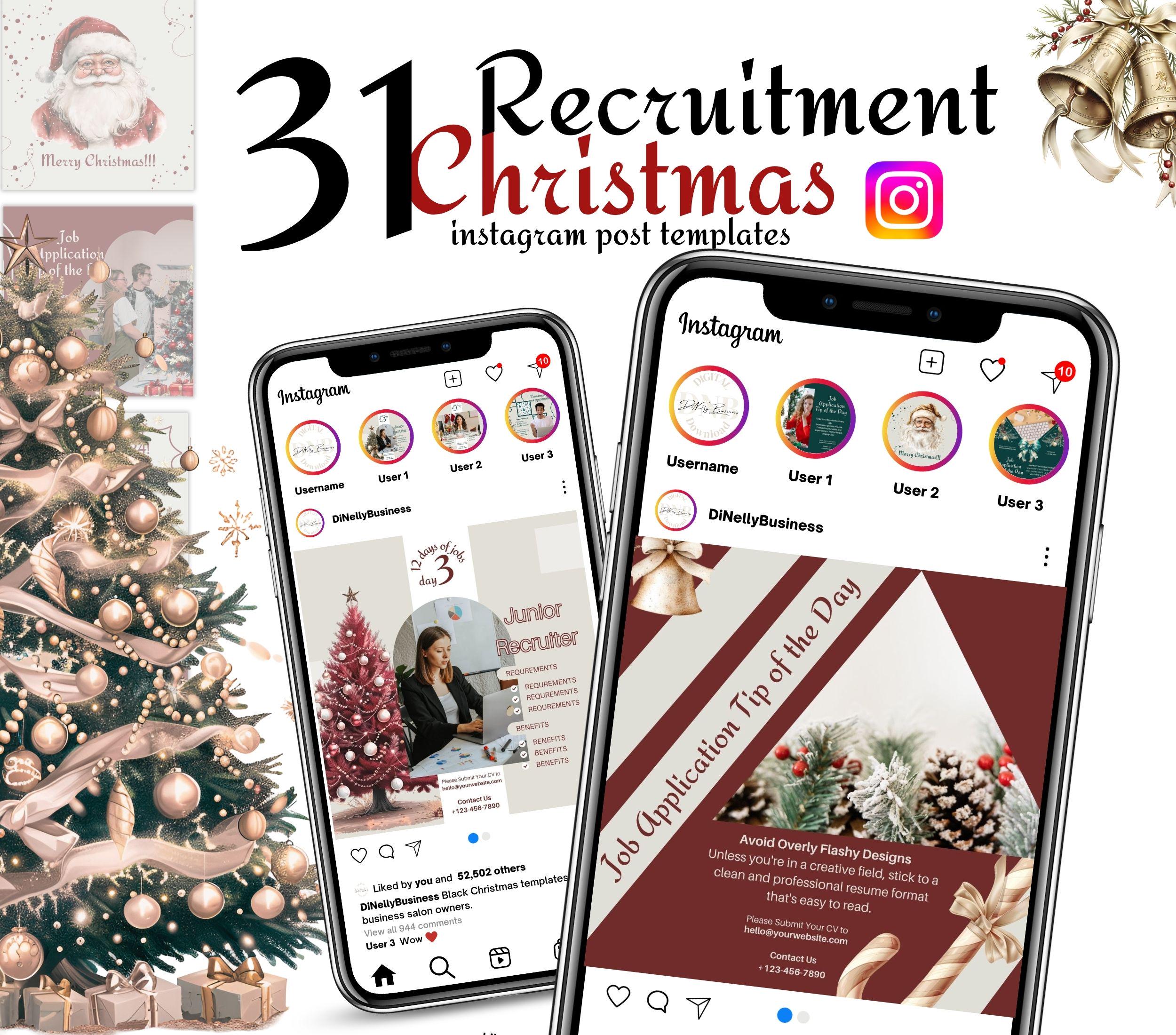 Recruitment Christmas Instagram Post Templates, Recruitment Holiday ...
