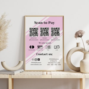 Pink QR Code Scan-to-pay Canva Template, Editable QR Scan to Pay Canva ...
