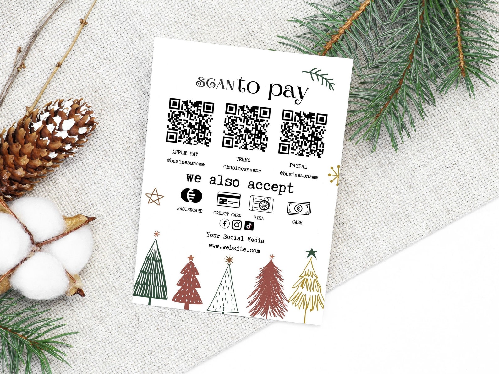 Christmas Scan to Pay Canva Template, Editable QR Scan to Pay Canva ...