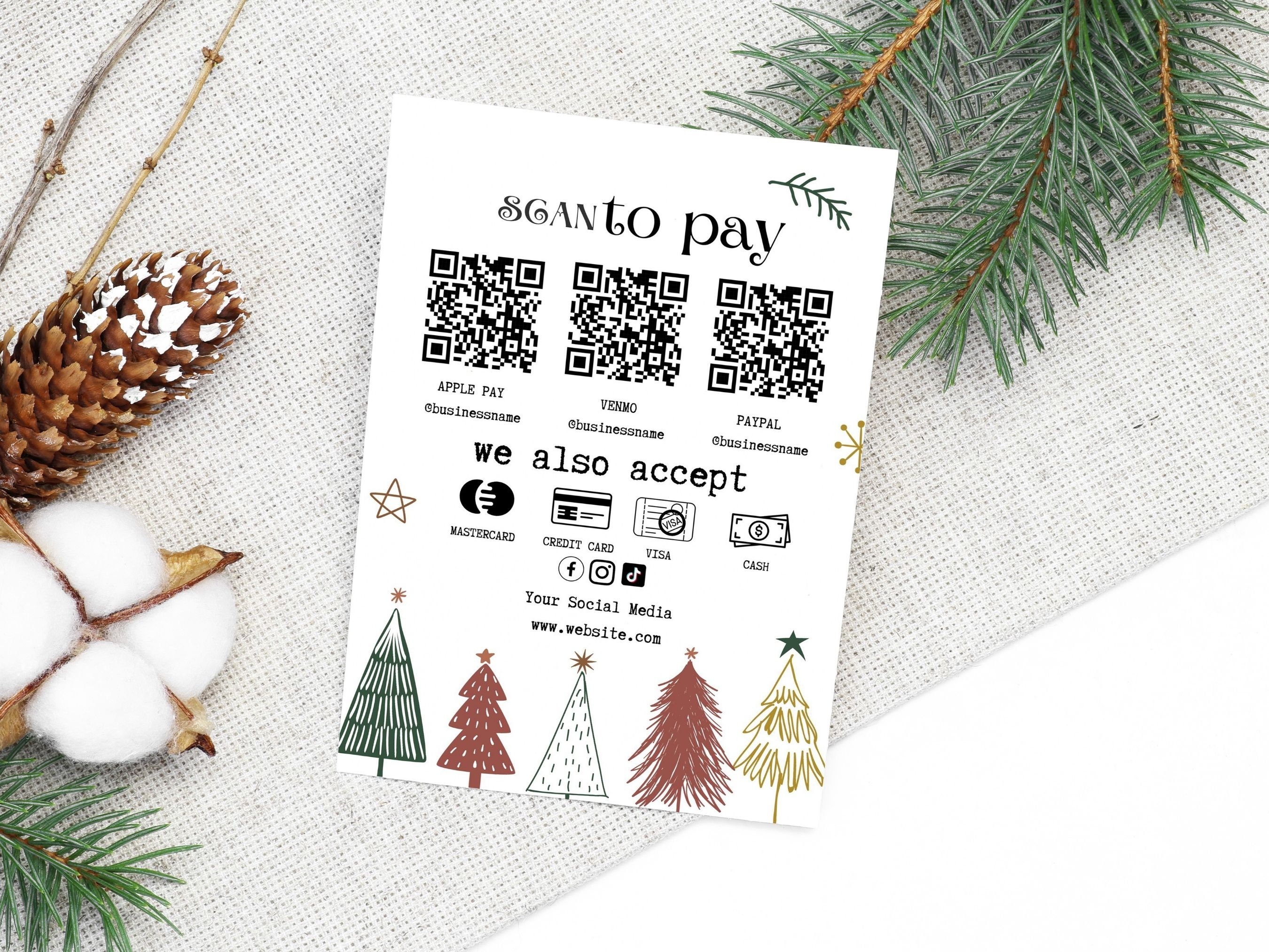 Christmas Scan to Pay Canva Template, Editable QR Scan to Pay Canva ...