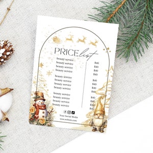 Christmas Price List Template Editable, Spa and Salon Price List ...