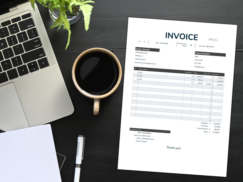Automated Invoice Template Google Sheets Small Business Template Automated Google Sheet ...